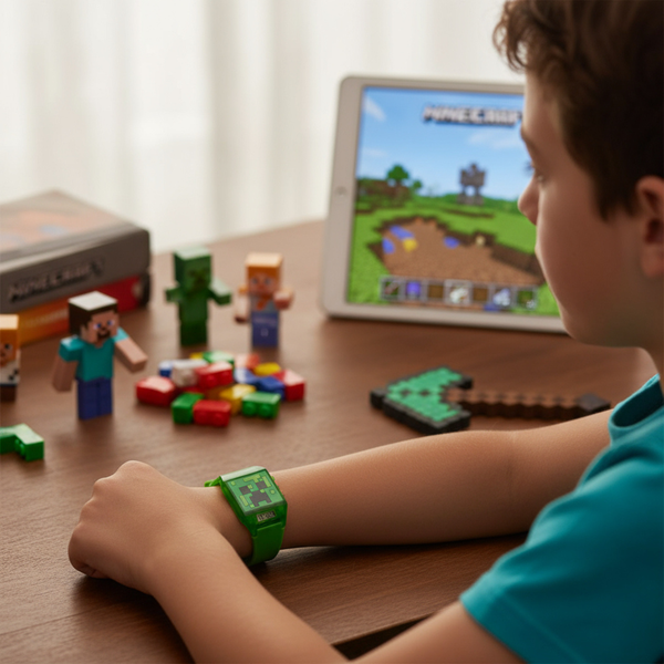 Minecraft Kids Light Up Watch – Learn to tell the time - You Monkey NZ